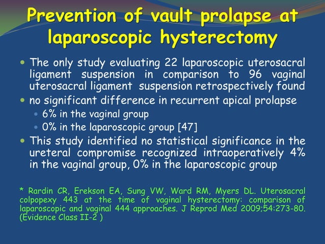 Preventing vault prolapse after hysterectomy | PDF | Reproductive ...