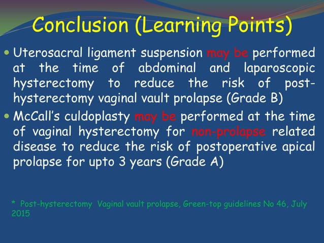 Preventing vault prolapse after hysterectomy | PDF | Reproductive ...