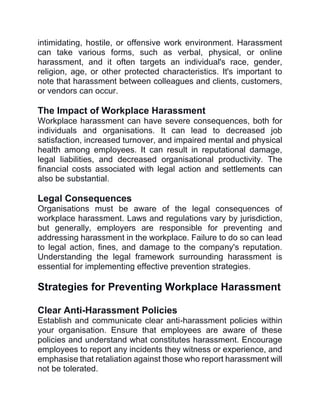 Preventing Workplace Harassment - Creating a Safe and Respectful ...