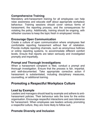 Preventing Workplace Harassment - Creating a Safe and Respectful ...