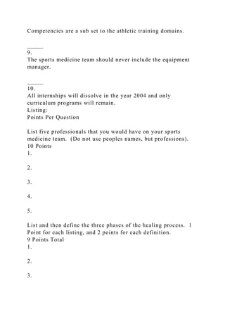 Prevention and Care of Athletic Injuries ATHT 3580Test One.docx