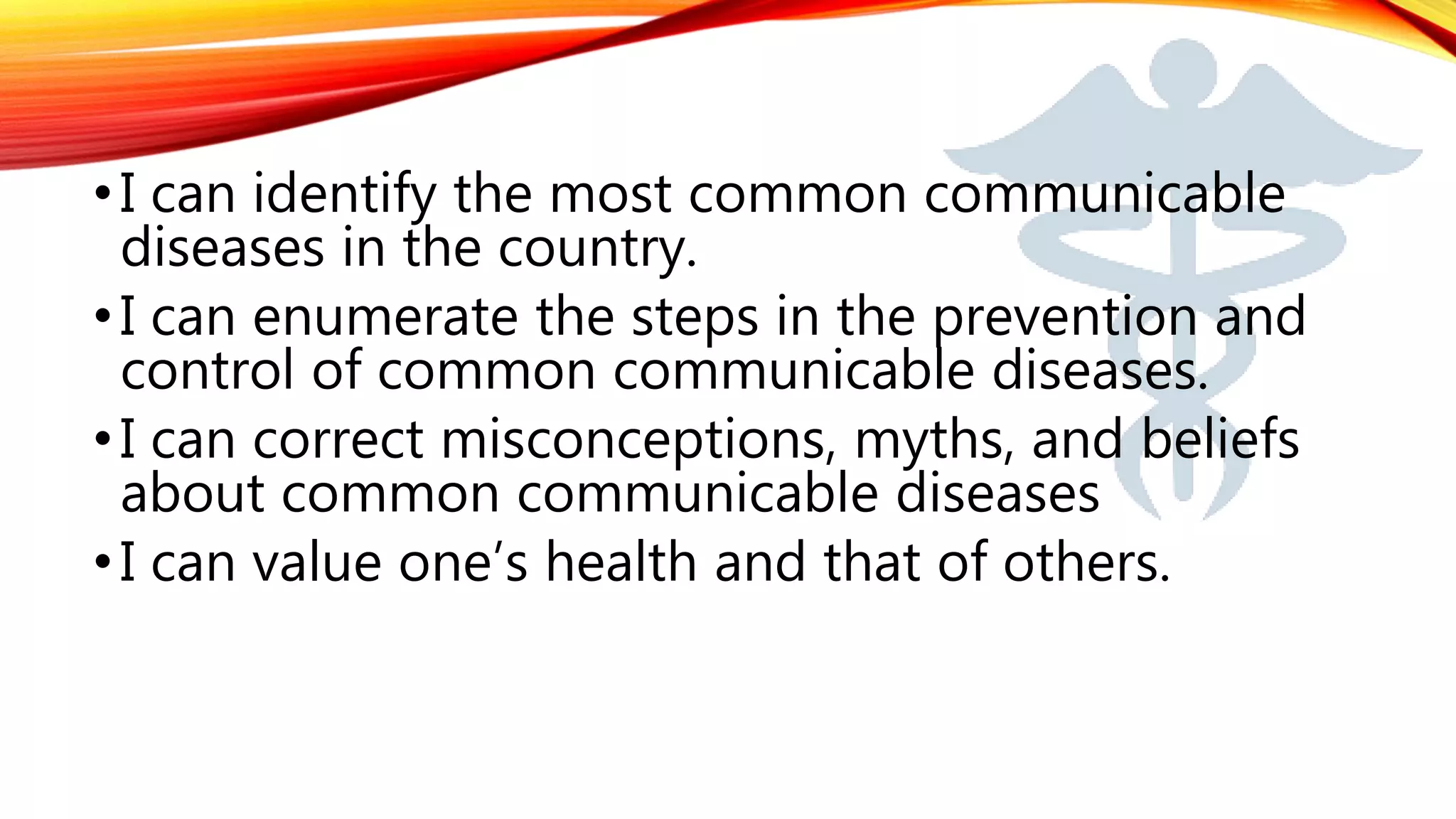Prevention and control of common communicable diseases | PPTX