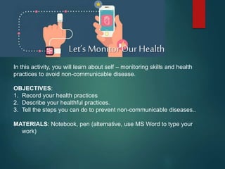 Prevention and control of diseases and disorder Q4 activities | PPTX