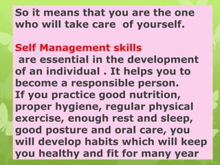 Prevention and management of personal health issues and concern | PPTX