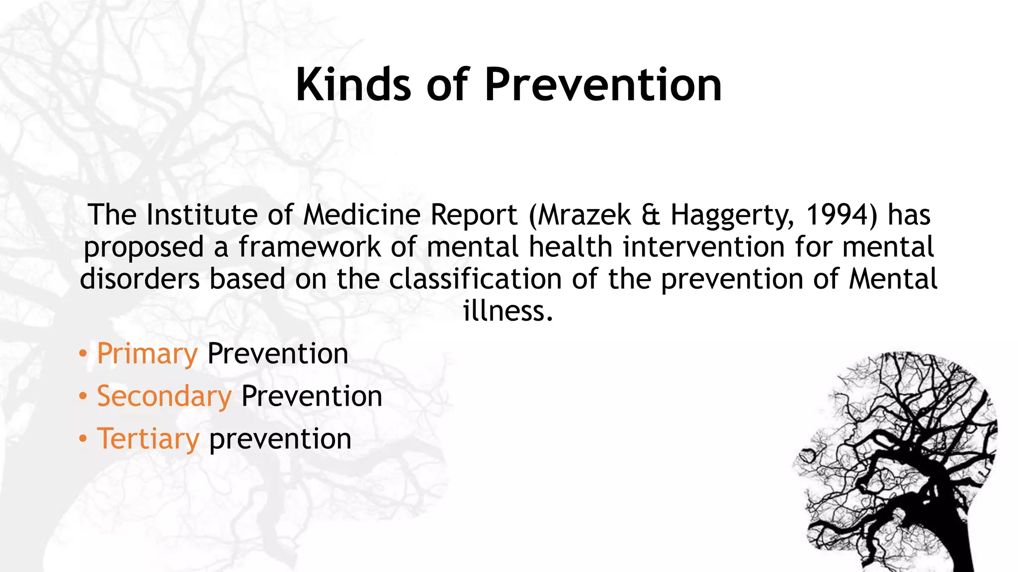 Prevention and promotion of mental illness | PPTX