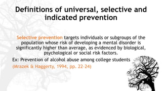Prevention and promotion of mental illness | PPTX