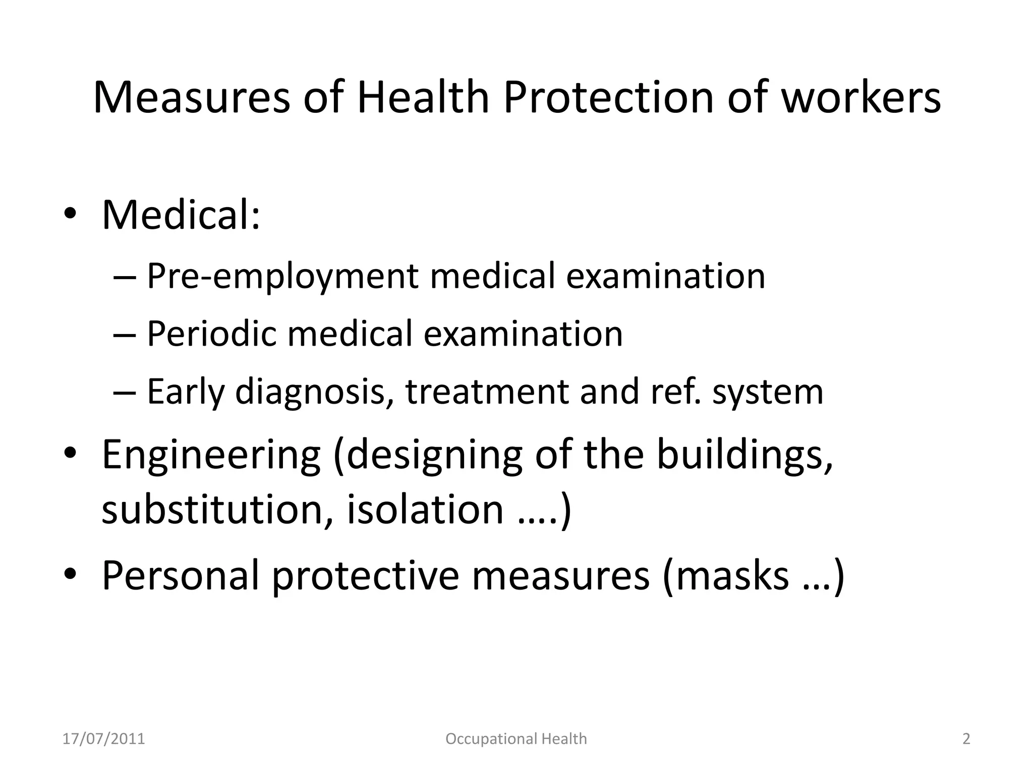 Prevention & control of occupational diseases | PPTX