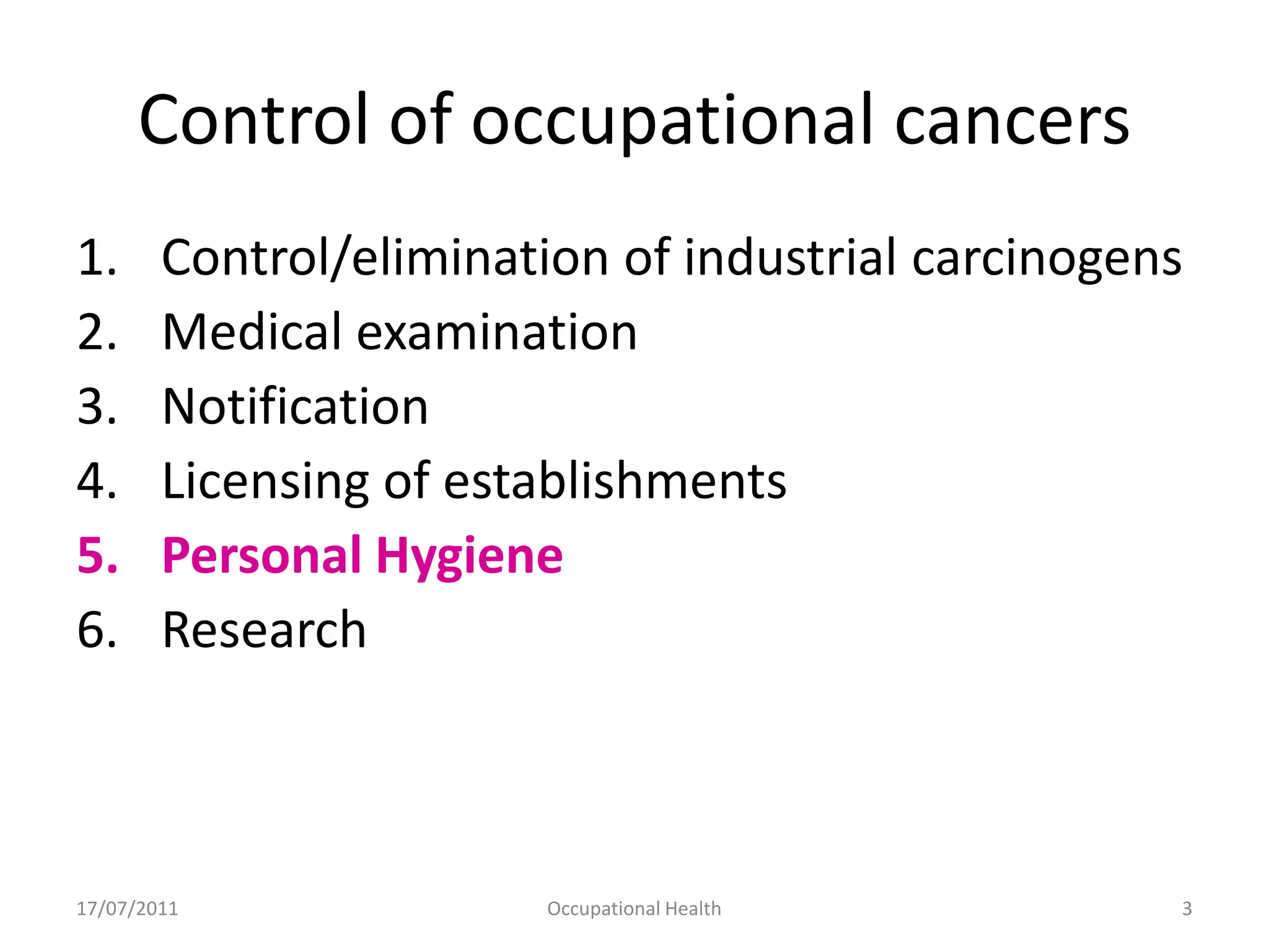 Prevention & control of occupational diseases | PPTX