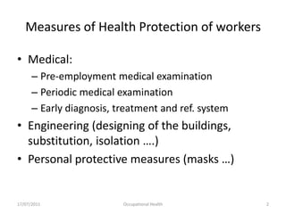 Prevention & control of occupational diseases | PPTX