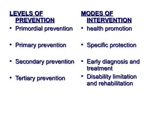 levels of Prevention &modes of intervention | PPT