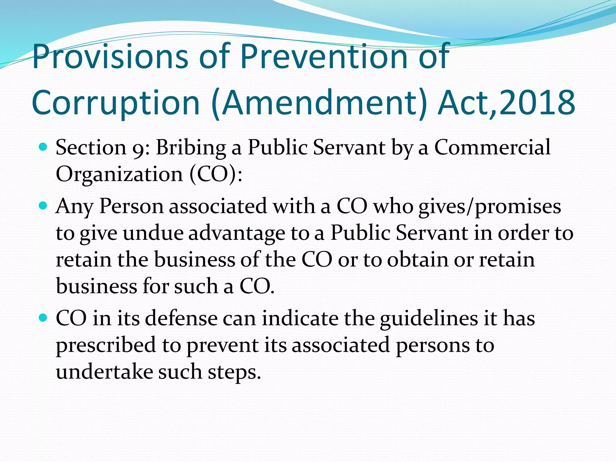 Prevention of corruption (amendment ) act, 2018 | PPTX