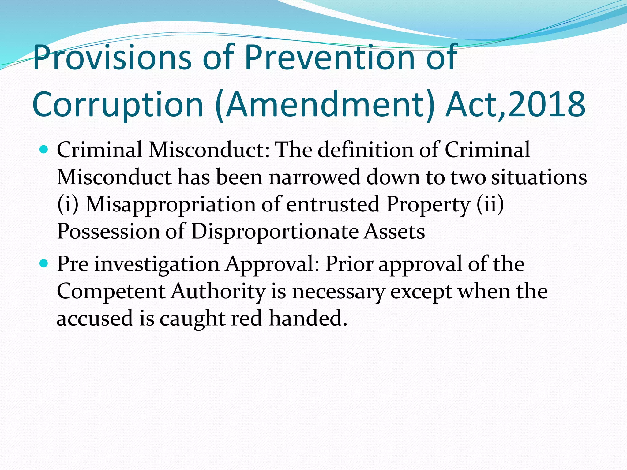 Prevention of corruption (amendment ) act, 2018 | PPTX