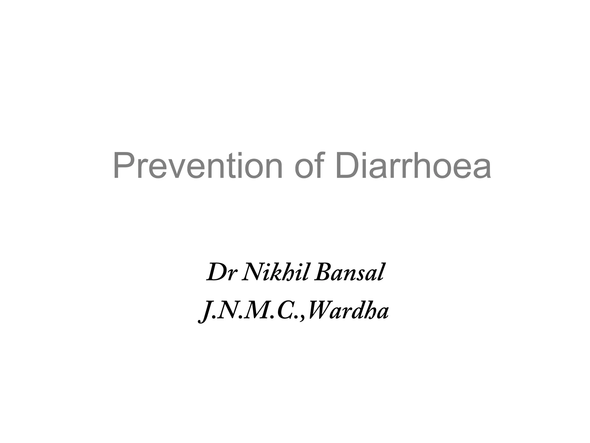 Prevention of diarrhoea | PPT