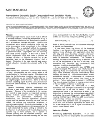 Prevention of dynamic sag in deepwater invert emulsion fluid | PDF