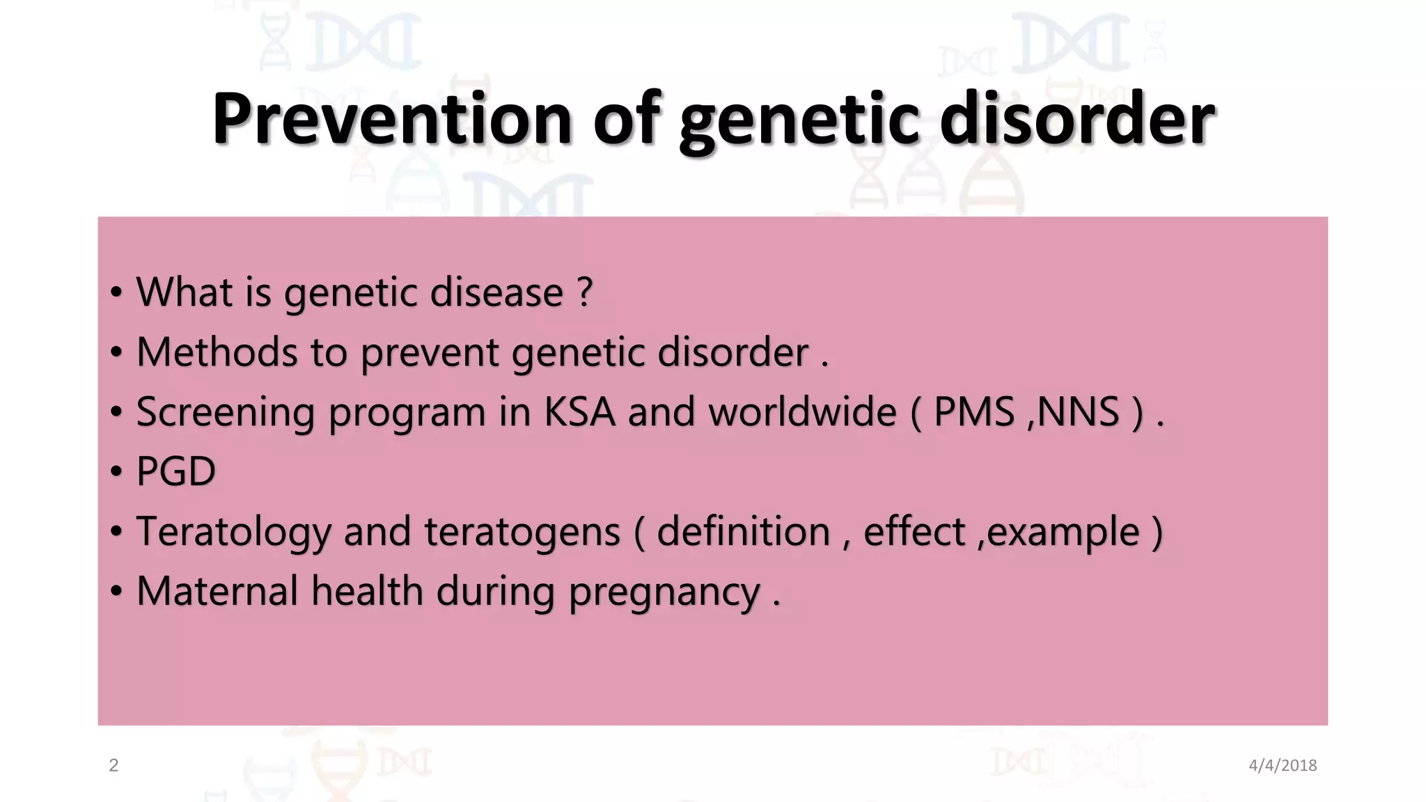 Prevention of genetic disorder ( pgd ) 3 | PPTX