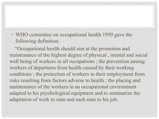 Prevention of injuries occupational health | PPTX