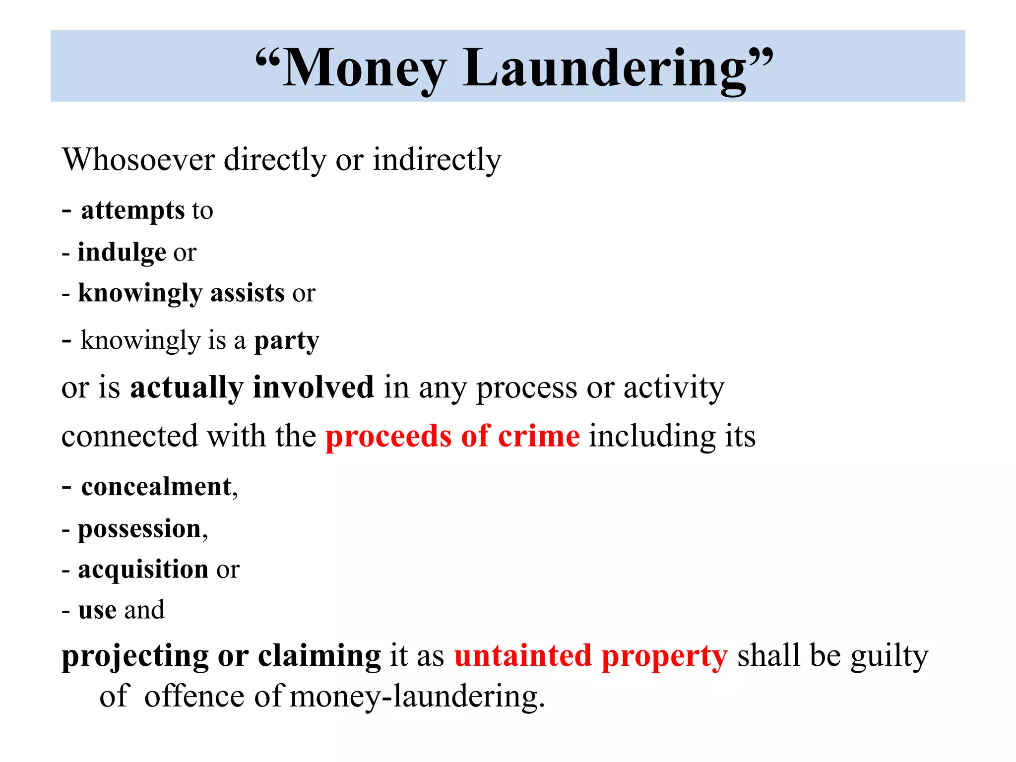 Prevention of Money Laundering Act 2002 | PPTX