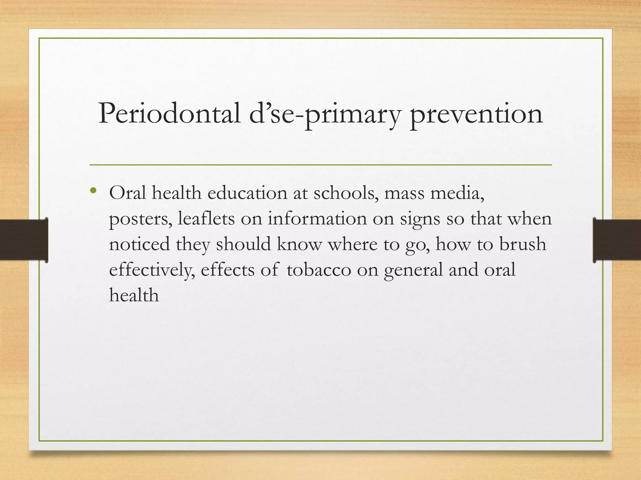 Prevention of oral diseases | PPT