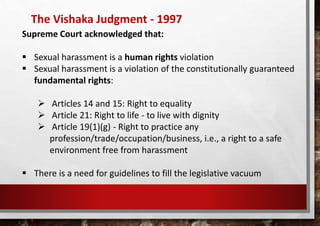 Prevention of sexual harassment at the workplace | PPTX