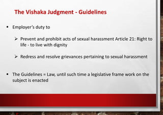 Prevention of sexual harassment at the workplace | PPTX