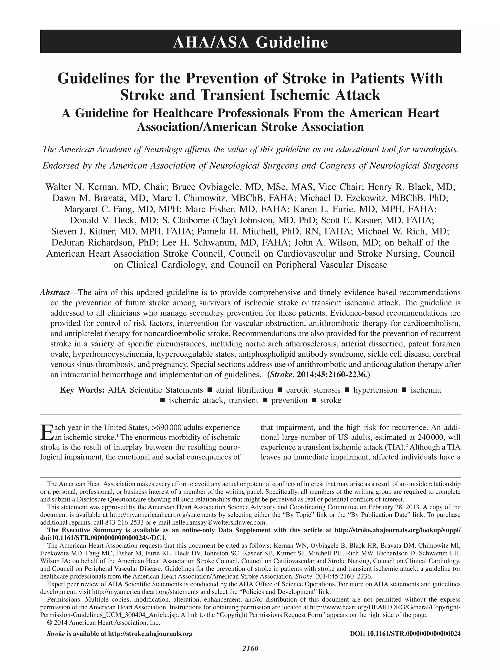 Prevention of stroke in patients with tia | PDF