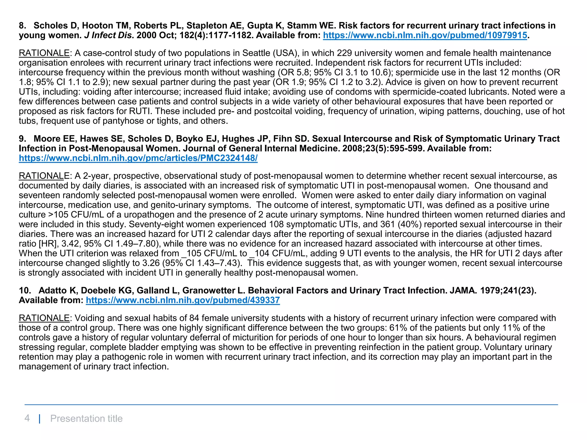 Prevention of UTI references | PPT