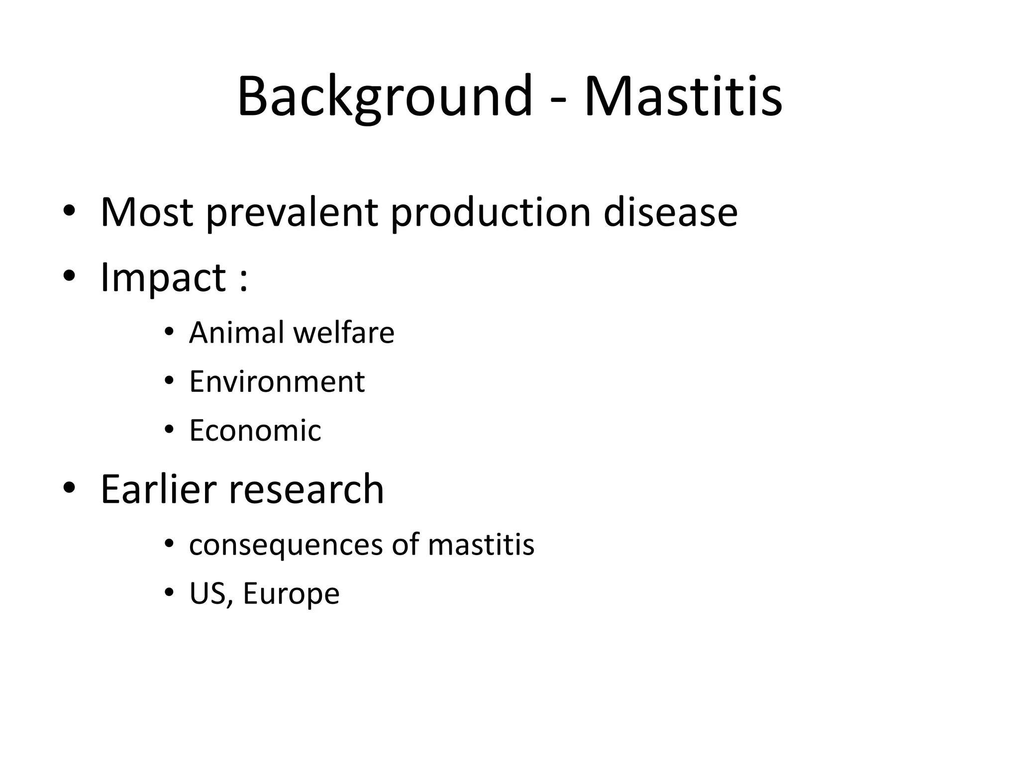Preventive and failure costs of mastitis on South African dairy farms | PPT