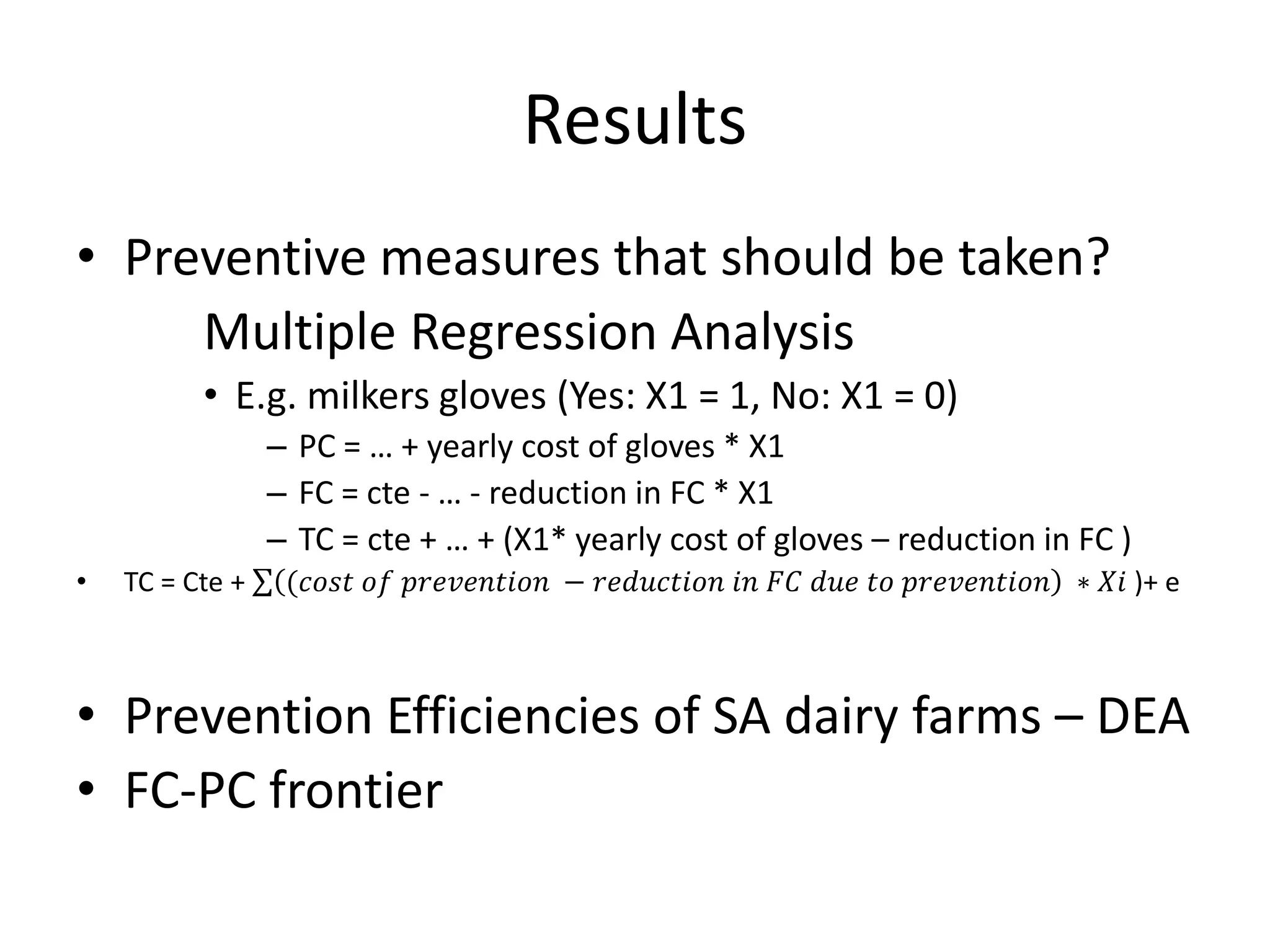Preventive and failure costs of mastitis on South African dairy farms | PPT