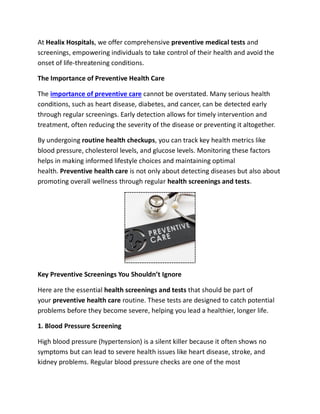 Preventive Health Care - Key Screenings and Tests You Shouldn't Ignore ...