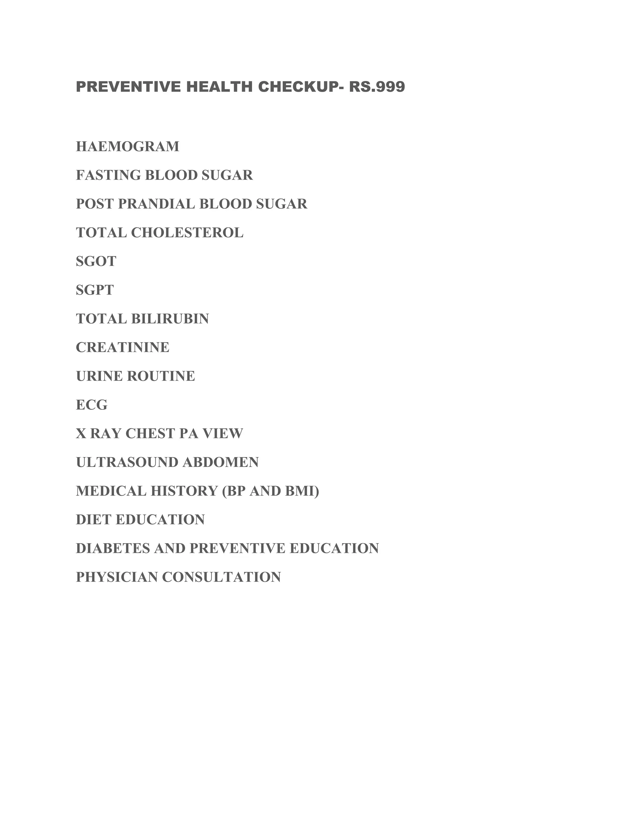 Preventive health checkup @999 (1) | PDF