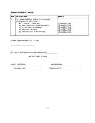 Preventive maintenance bagging | DOCX