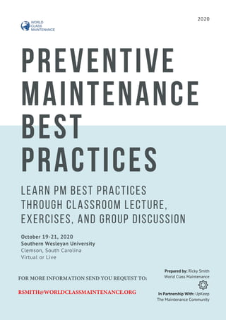 Preventive Maintenance Best Practices plus PM Optimization Workshop ...