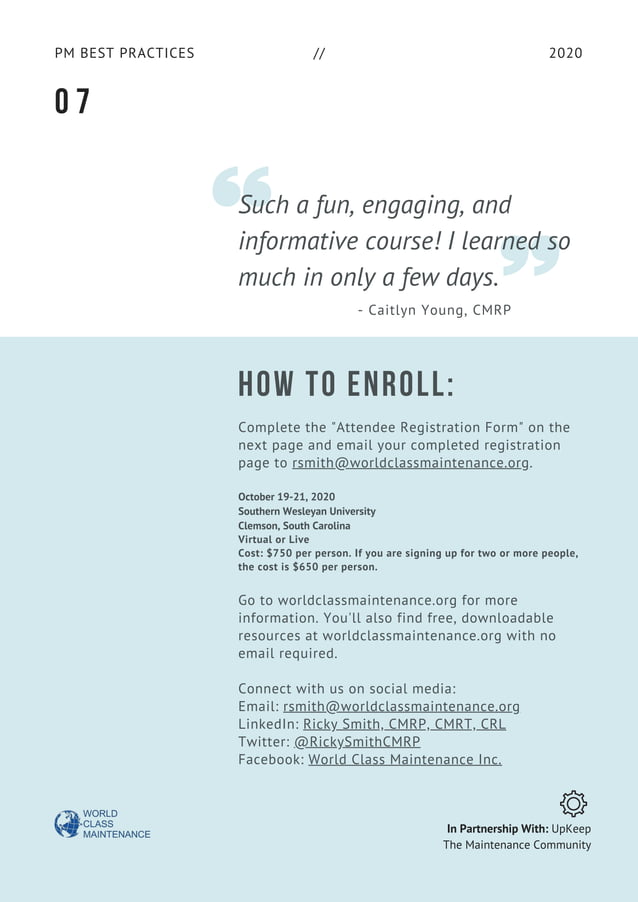 Preventive Maintenance Best Practices plus PM Optimization Workshop Brochure | PDF