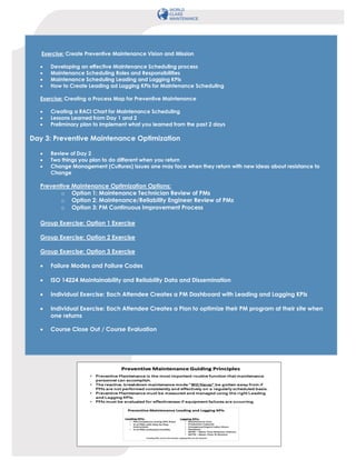 Preventive Maintenance Best Practices workshop Brochure | PDF