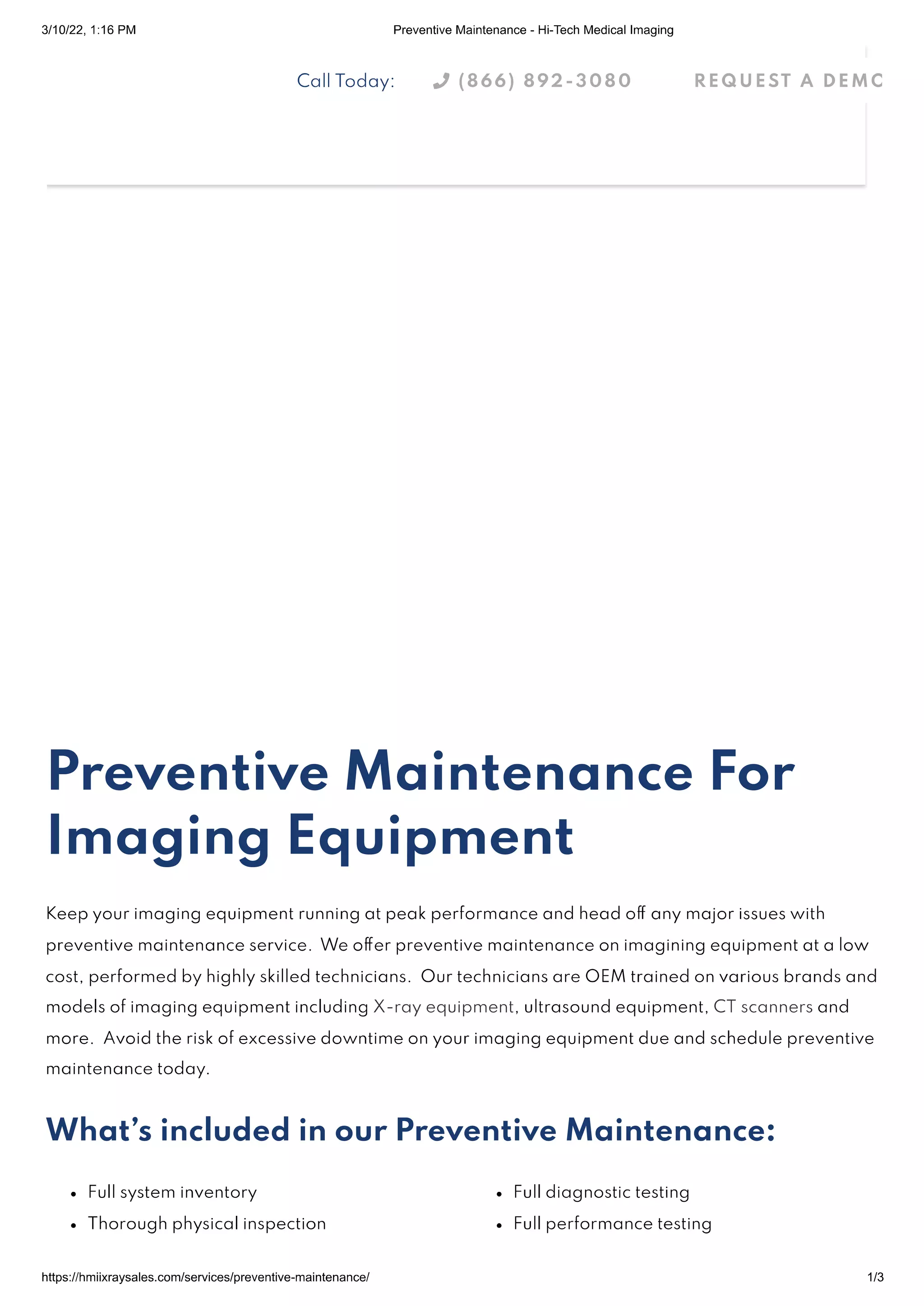 Preventive maintenance for imaging equipment in usa | PDF | Business ...