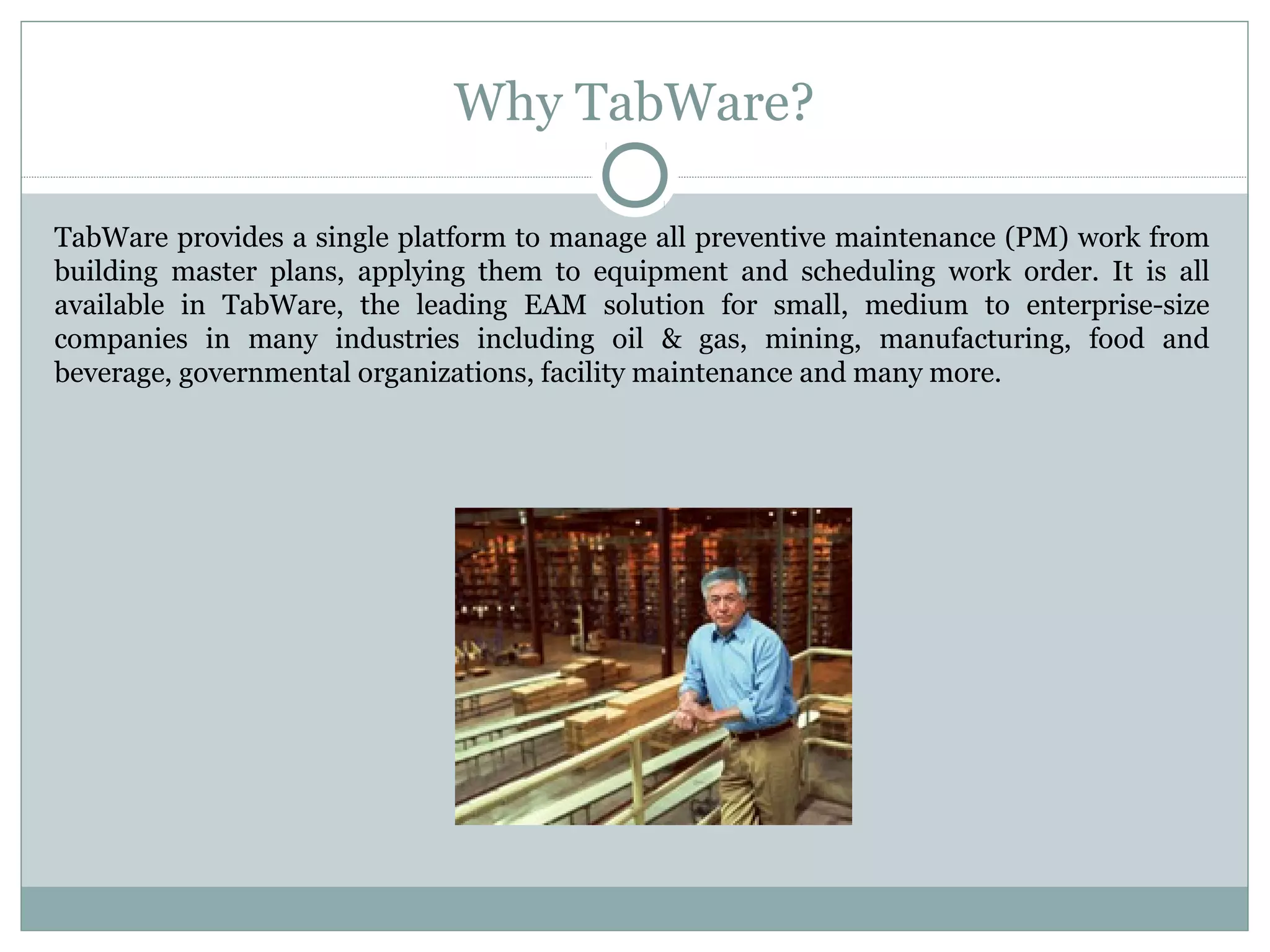 Preventive Maintenance Program – TabWare | PPT