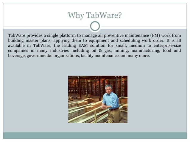 Preventive Maintenance Program – TabWare | PPT