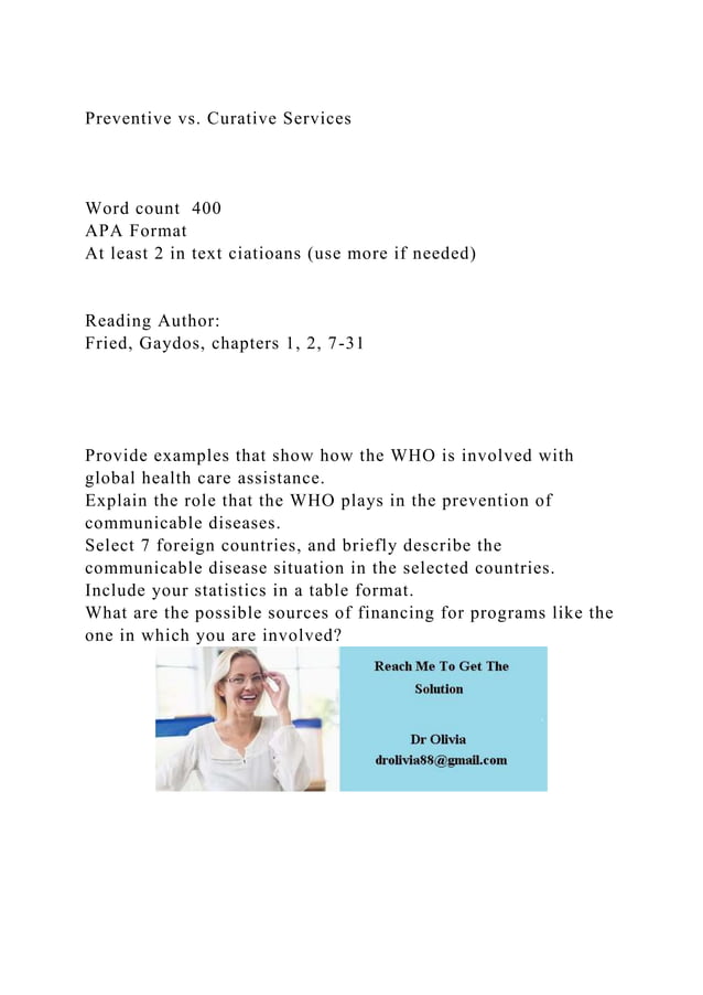 Preventive vs. Curative ServicesWord count 400APA Format .docx ...