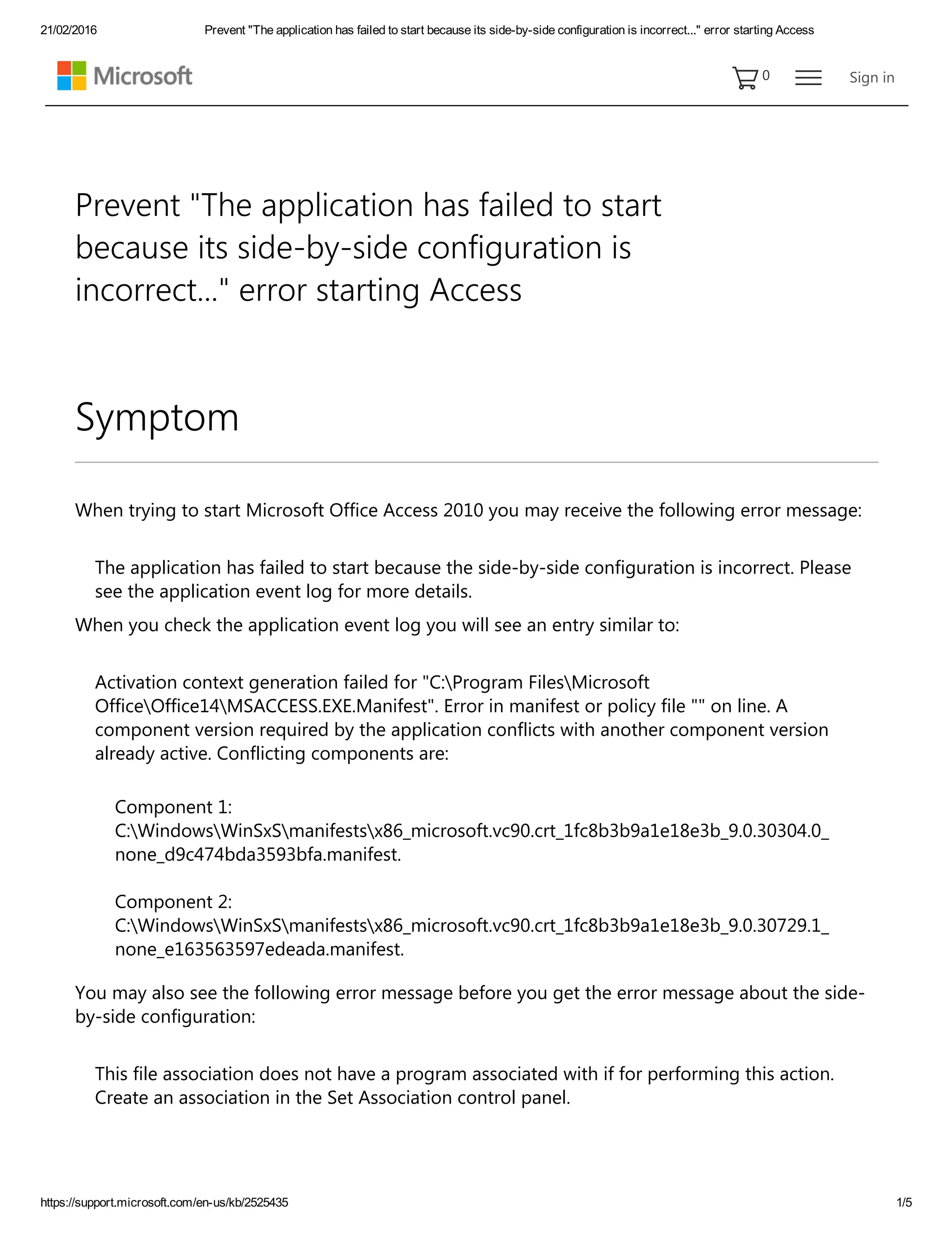 Prevent The Application Has Failed To Start Because Its Side By Side Configuration Is Incorrect
