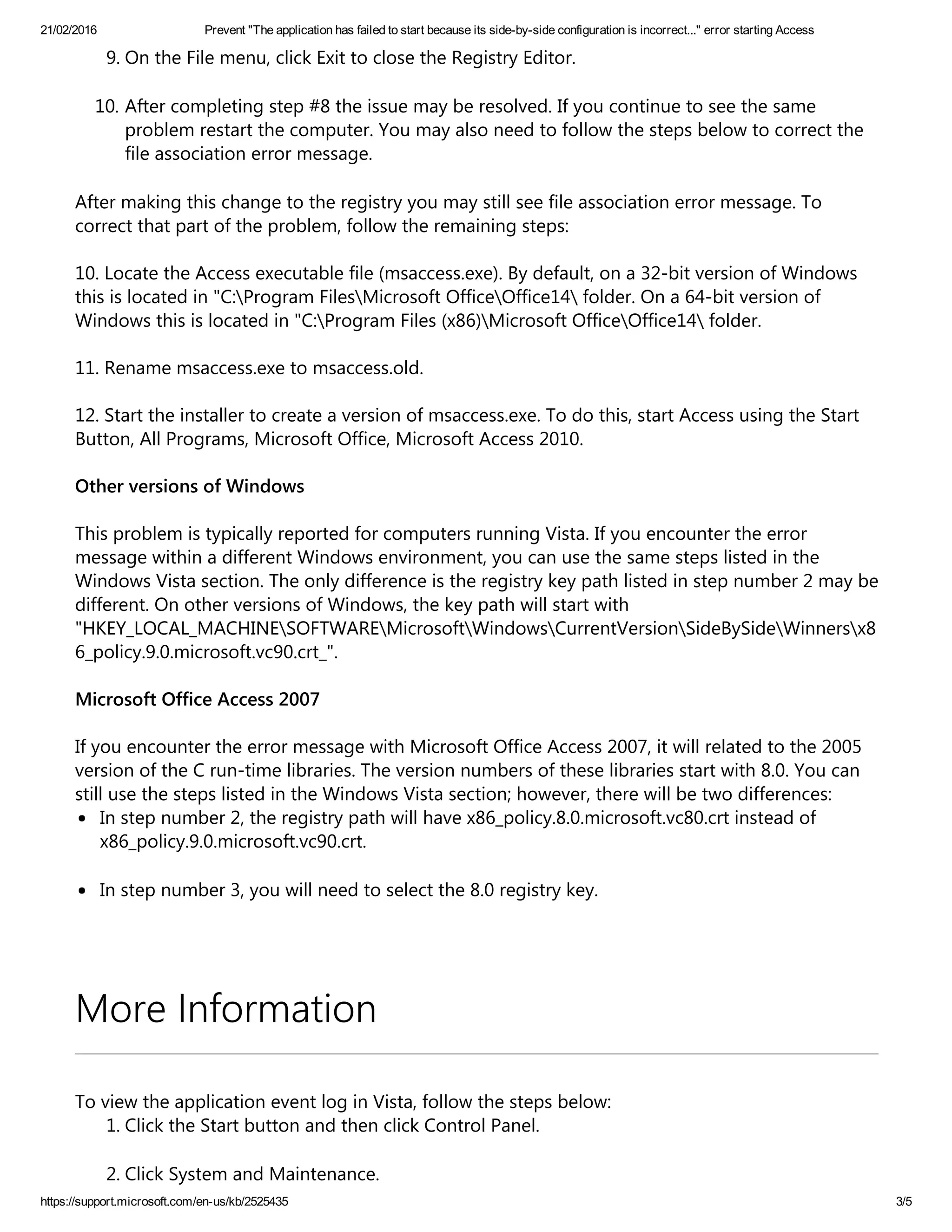 Prevent The Application Has Failed To Start Because Its Side By Side Configuration Is Incorrect