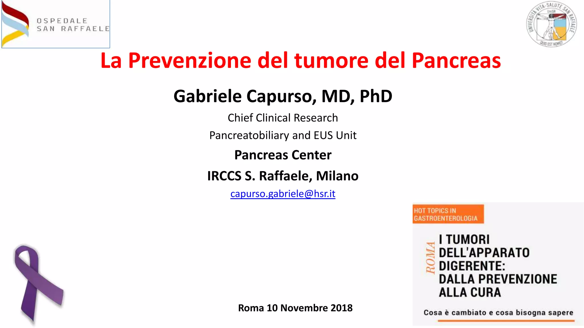 Prevenzione dei tumori del pancreas | PPTX