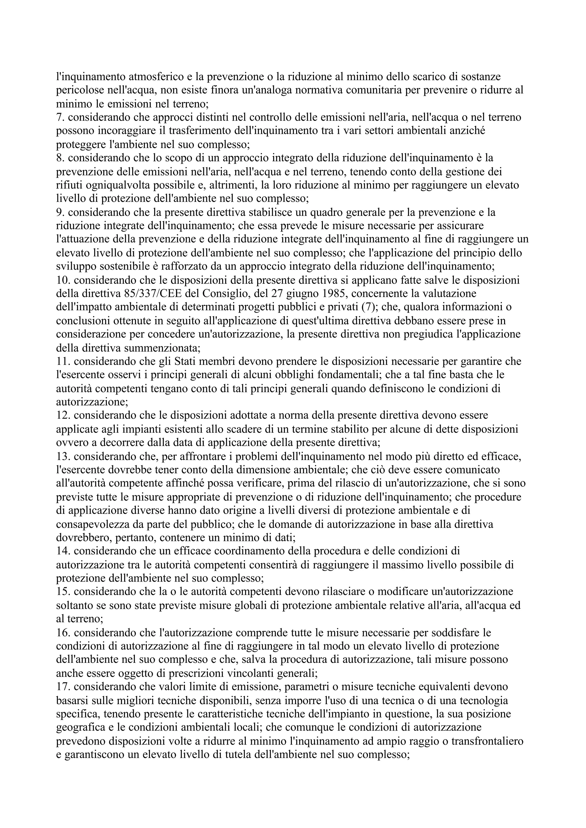 Prevenzione e riduzione inquinamento ippc direttiva 96 91 ce | PDF