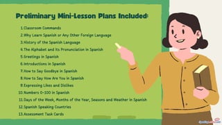 Spanish 1 Preliminary Lesson Plans for High School | PDF