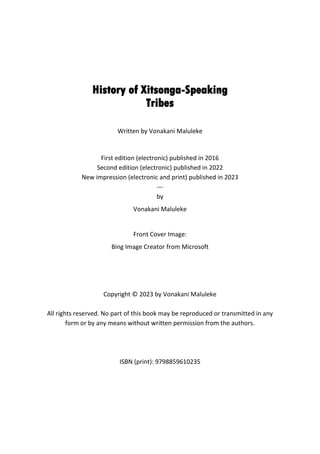 History of Xitsonga Speaking Tribes | PDF