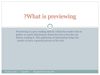 Previewing ( prereading skill ) | PPT