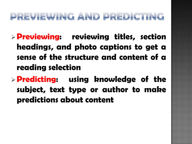 Bahasa Inggris - Previewing and Predicting | PPTX