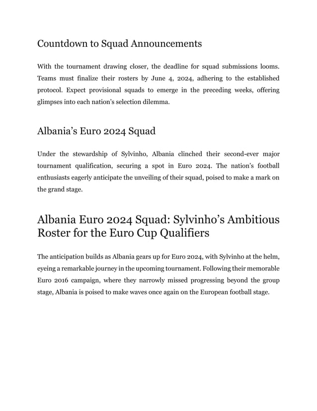 Previewing Euro 2024 Squads A Comprehensive Look at Each National Team.docx