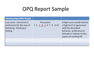 Previewing Occupational Personality Questionnaire Used In Selection | PPT