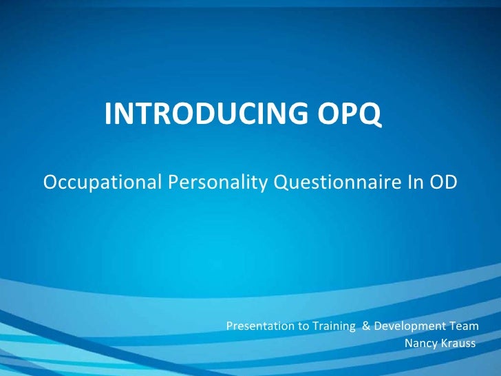 Opq Occupational Personality Questionnaire - resursmystery