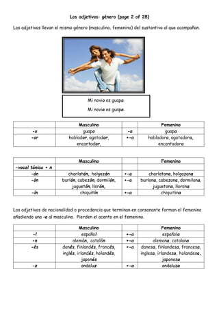 Preview of Los Adjetivos: género y número | PDF